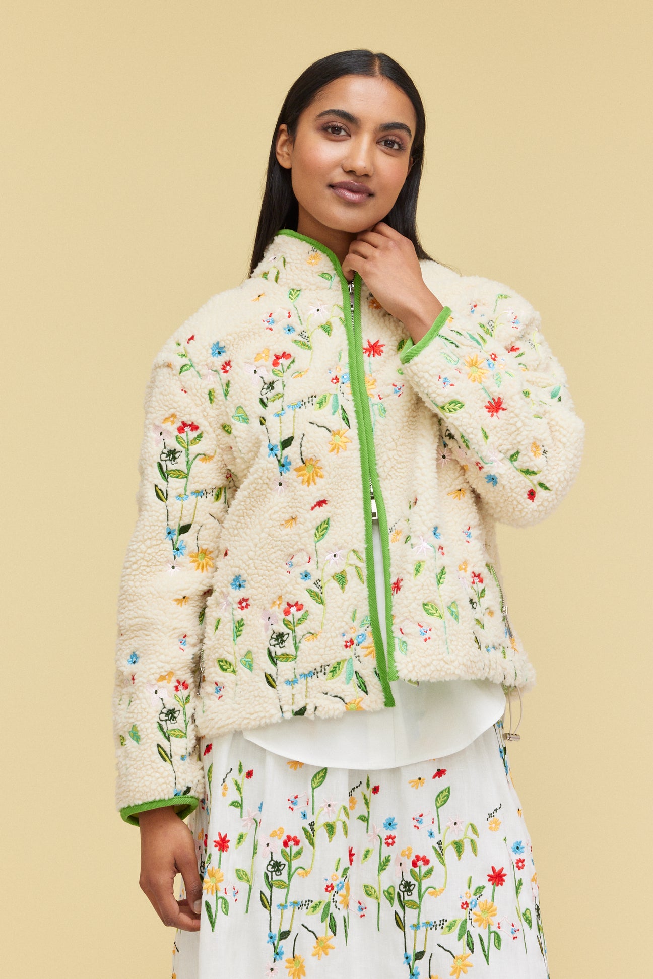 Embroidered Fleece Jacket - Garden – Variety Hour Studio
