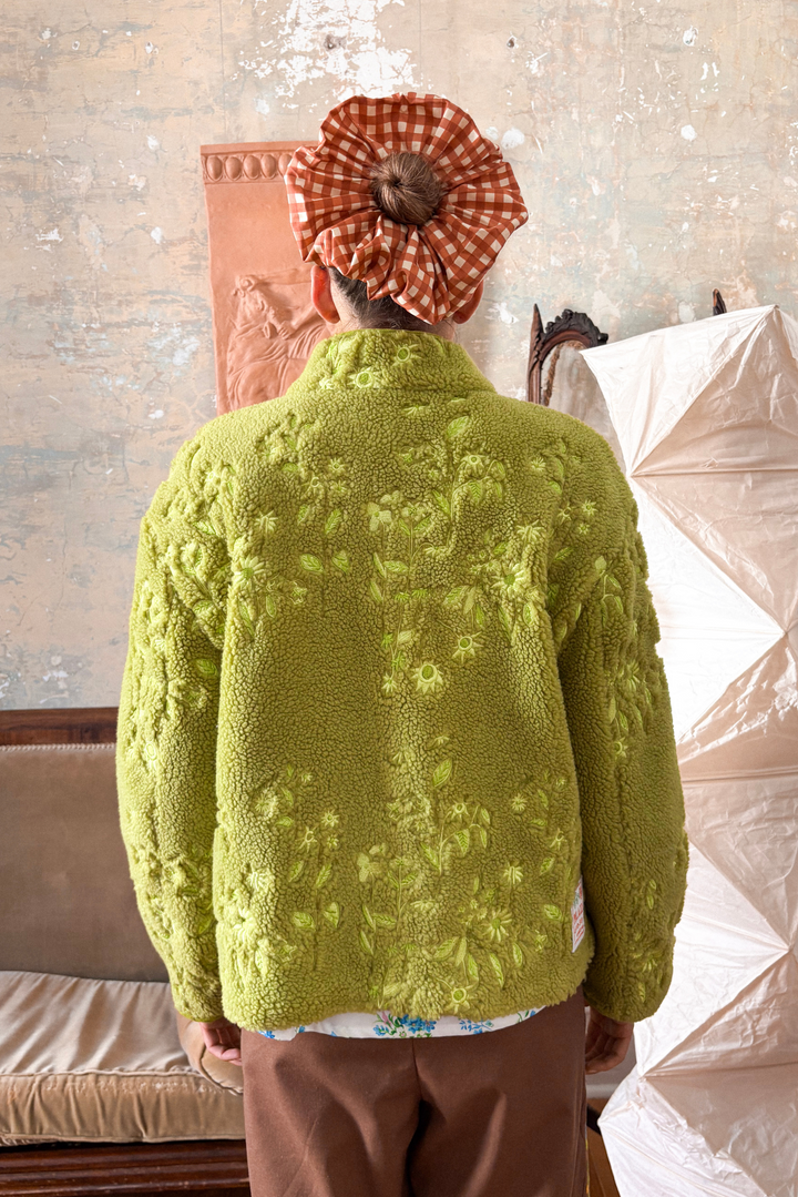 EMBROIDERED FLEECE JACKET - MATCHA GARDEN – Variety Hour Studio