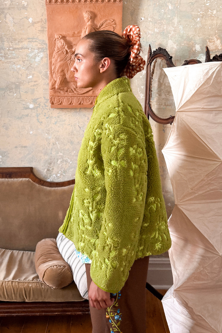 EMBROIDERED FLEECE JACKET - MATCHA GARDEN – Variety Hour Studio